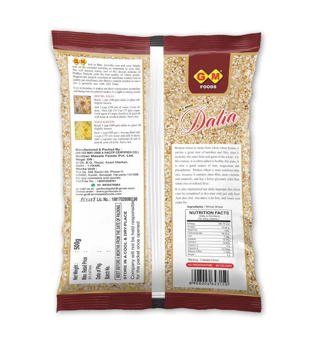 GM Foods MP Wheat Daliya 500 Gram (Pack Of 3)