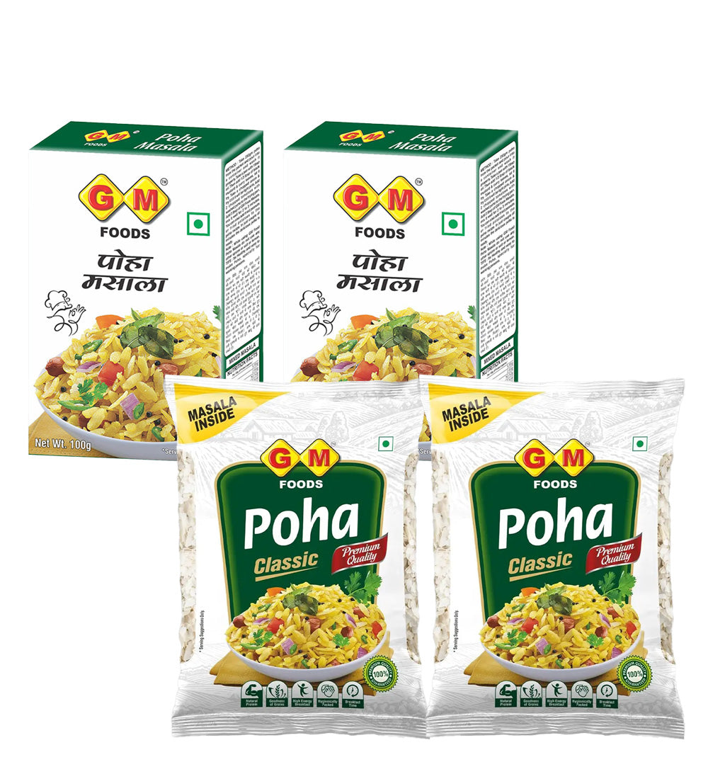 GM Foods Plain Poha (Pack of 3) 500 Gram Each Packet With Masala Insid